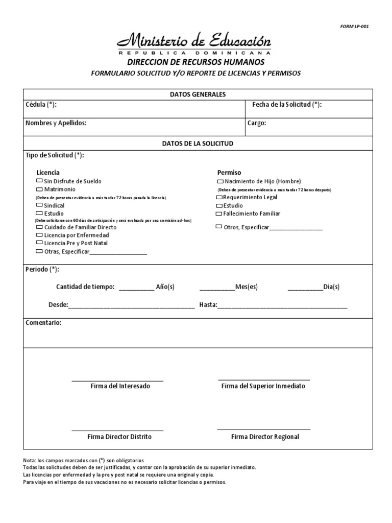 Formulario Solicitud de Licencias y Permisos | PDF