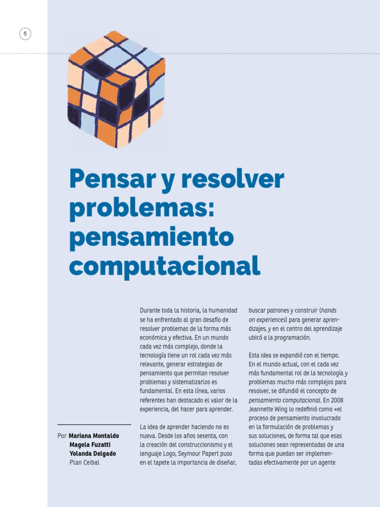 Pensar y Resolver Problemas, Pensamiento Computacional | PDF | Pensamiento | Aprendizaje