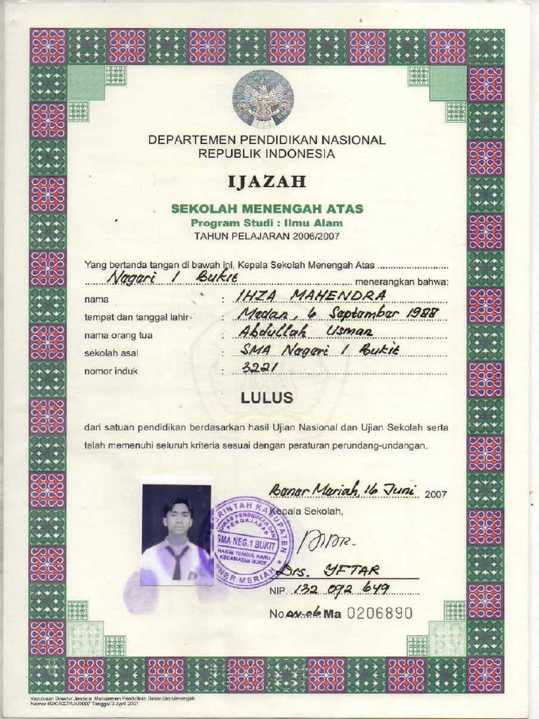 Contoh Ijazah 2007 | PDF