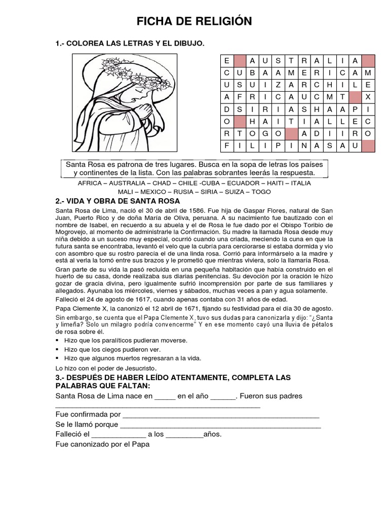 Ficha de Religión 22-08 | PDF