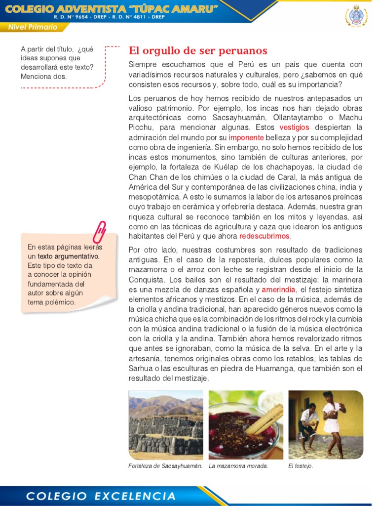 Lectura. Texto Argumentativo-FichaAlumno | Descargar gratis PDF | Perú ... Lectura. Texto Argumentativo-FichaAlumno | Descargar gratis PDF | Perú ...