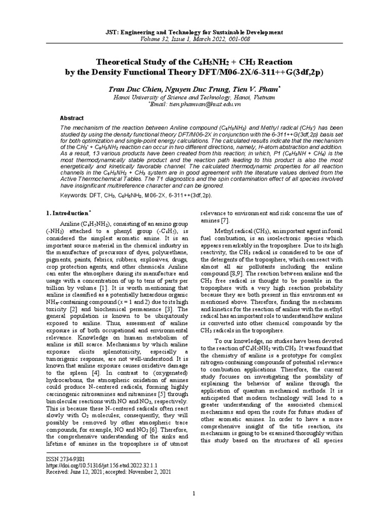 Theoretical Study of The C H NH + CH Reaction by The Density Functional Theory DFT/M06-2X/6-311 ...