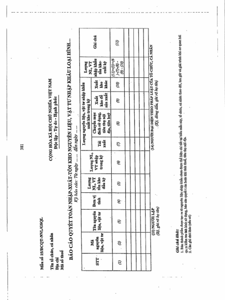 Mẫu 15, 15a-BCQT | PDF