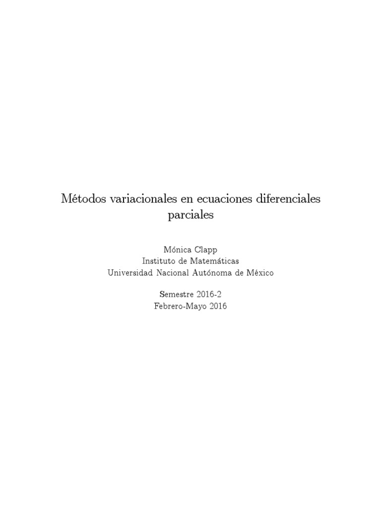 Métodos Variacionales para EDP de Mónica Clapp | PDF | Cálculo de ...
