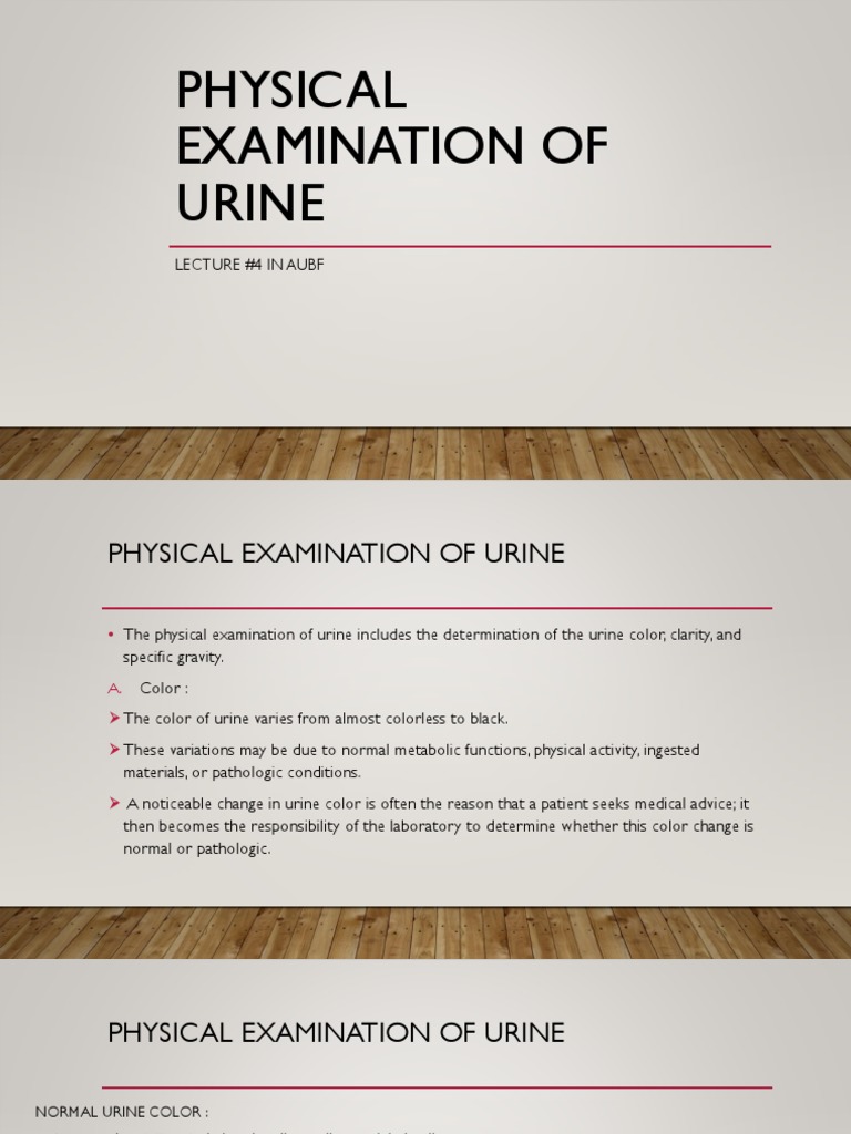 Urine Color and Clarity Examination | PDF | Urine | Chemistry