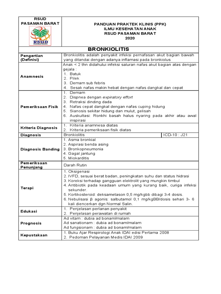 PPK Anak Bronkiolitis | PDF