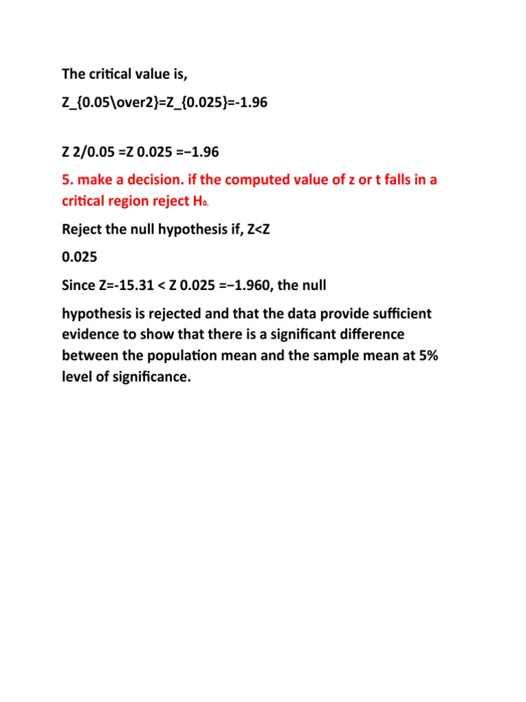 The Critical Value Is | PDF