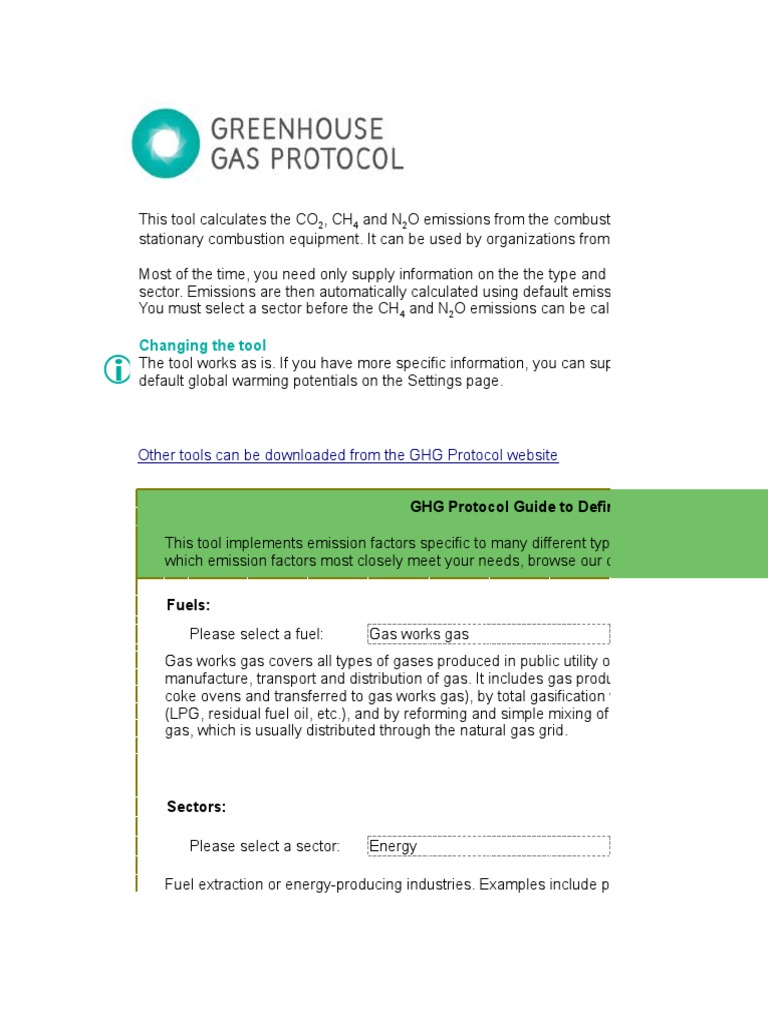 Stationary Combustion Tool (Version4-1) | PDF | Greenhouse Gas ...