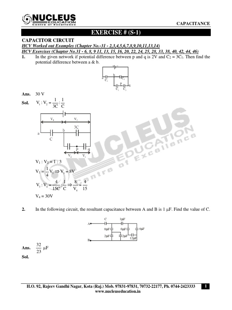 Capacitance Sol | PDF | Capacitor | Capacitance