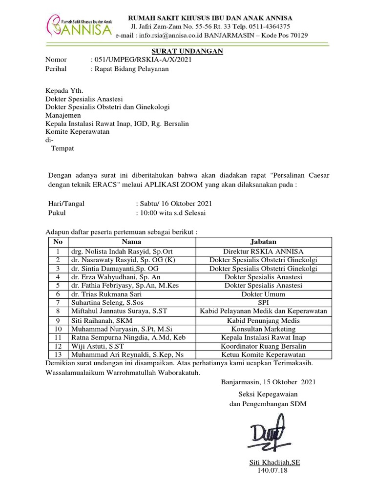 Surat Undangan Pertemuan Bidang Pelayanan | PDF