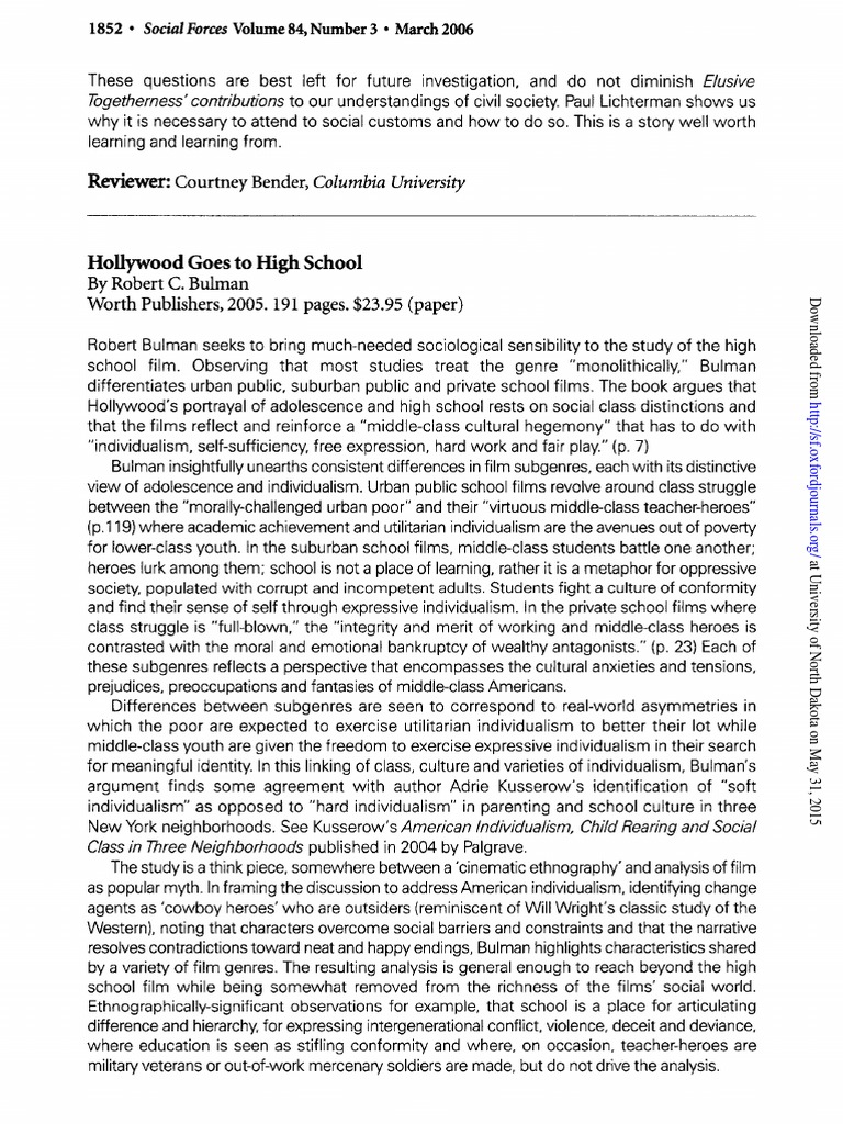 Bulman - Hollywood Goes To High School (Review) | PDF | Individualism ...