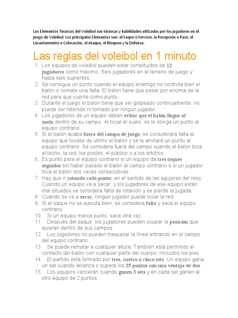 Reglas Del Voleivol | PDF | Vóleibol | Fuerza