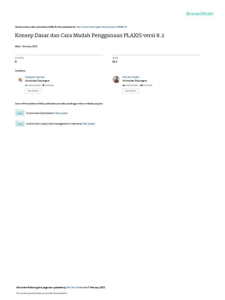 Konsep Dasar Dan Cara Mudah Penggunaan PLAXIS Versi 8.2: February 2022 | PDF | Teknologi & Rekayasa