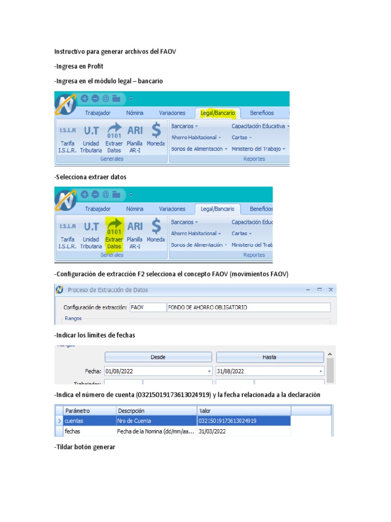 Generar Archivos FAOV en Profit | PDF