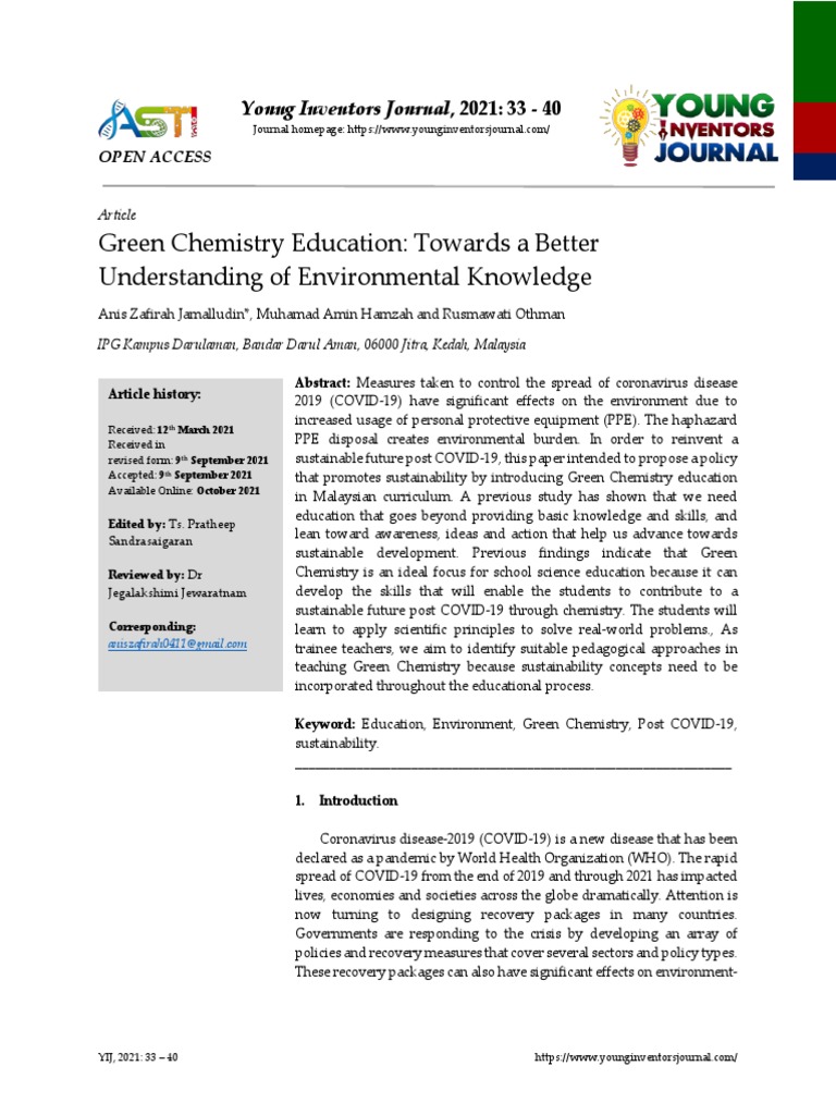 Jamalludin A Z. Et Al. - Young Inventors Journal 2021 - 33 40 ...