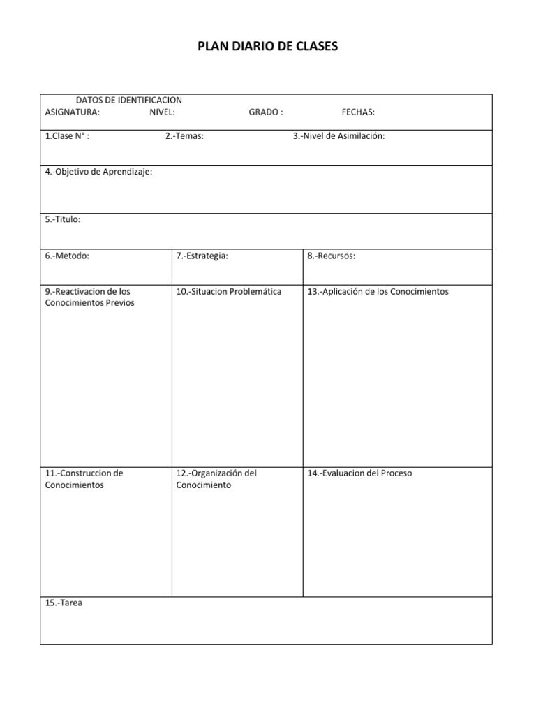Plan Diario de Clases
