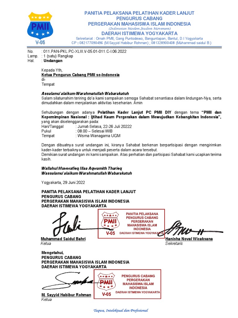 Surat Undangan PC PMII Se-Indonesia | PDF | Karier & Perkembangan