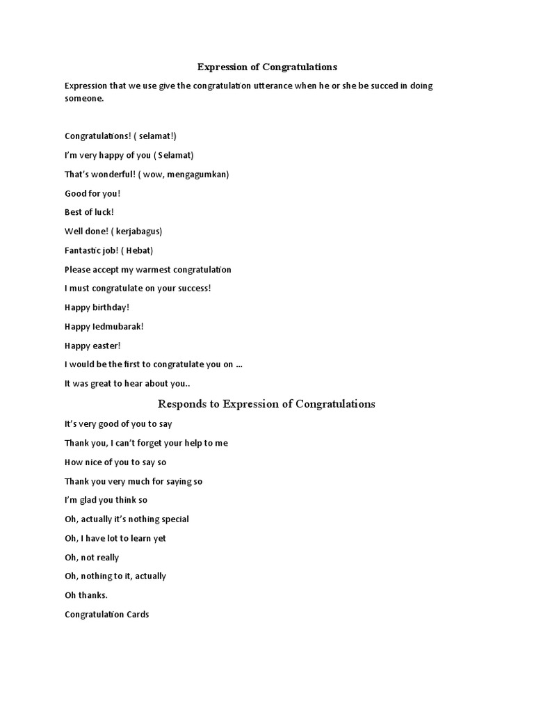 Expressions of Congratulations Guide | PDF