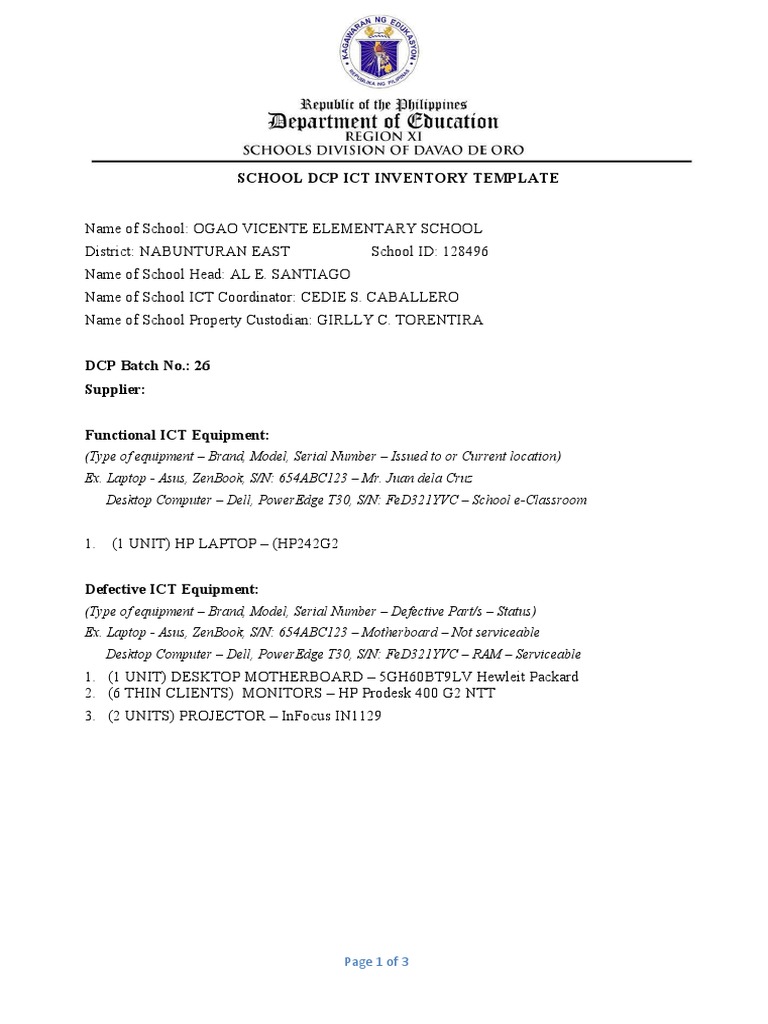 2021 DCP ICT Equipment Inventory Template | PDF | Laptop | Desktop Computer