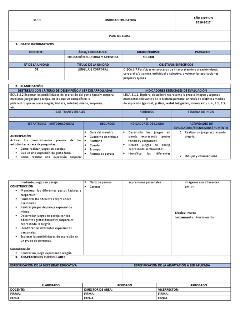 Plan Clase U3 | PDF | Evaluación