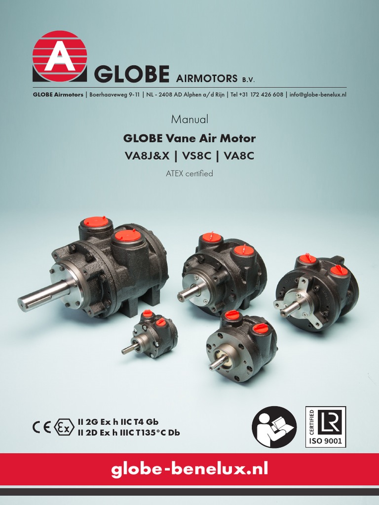 GLOBE ATEX Air Motor Manual VA8J&X | PDF | Electric Motor | Bearing (Mechanical)