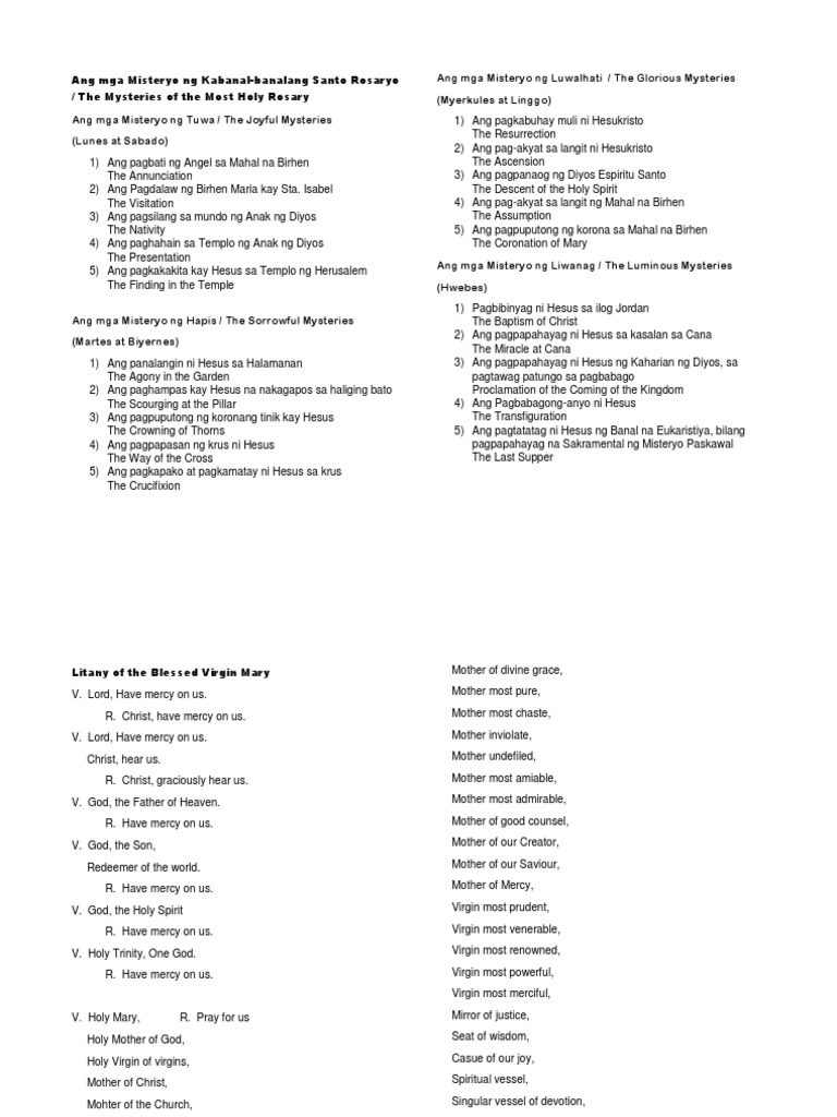 ROSARY Guide in English and Tagalog | PDF