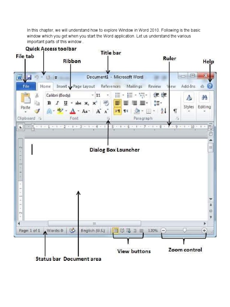 Parts of The MS Word | PDF | Window (Computing) | Graphical User Interfaces