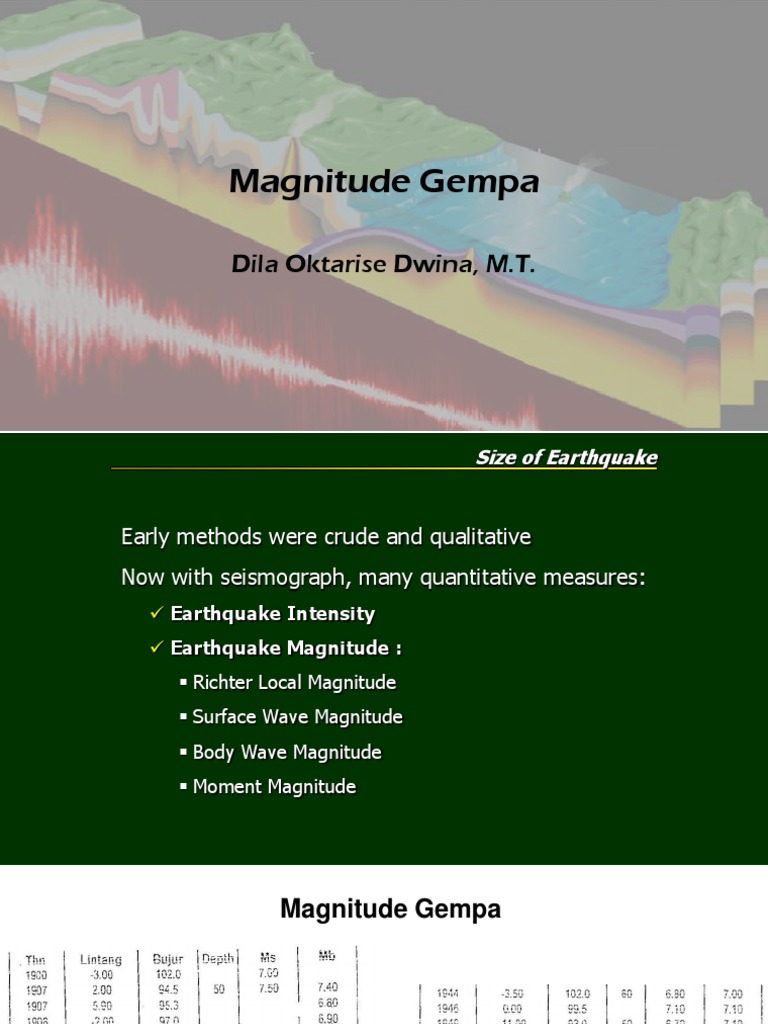 Pertemuan 9 - Magnitude Gempa | PDF