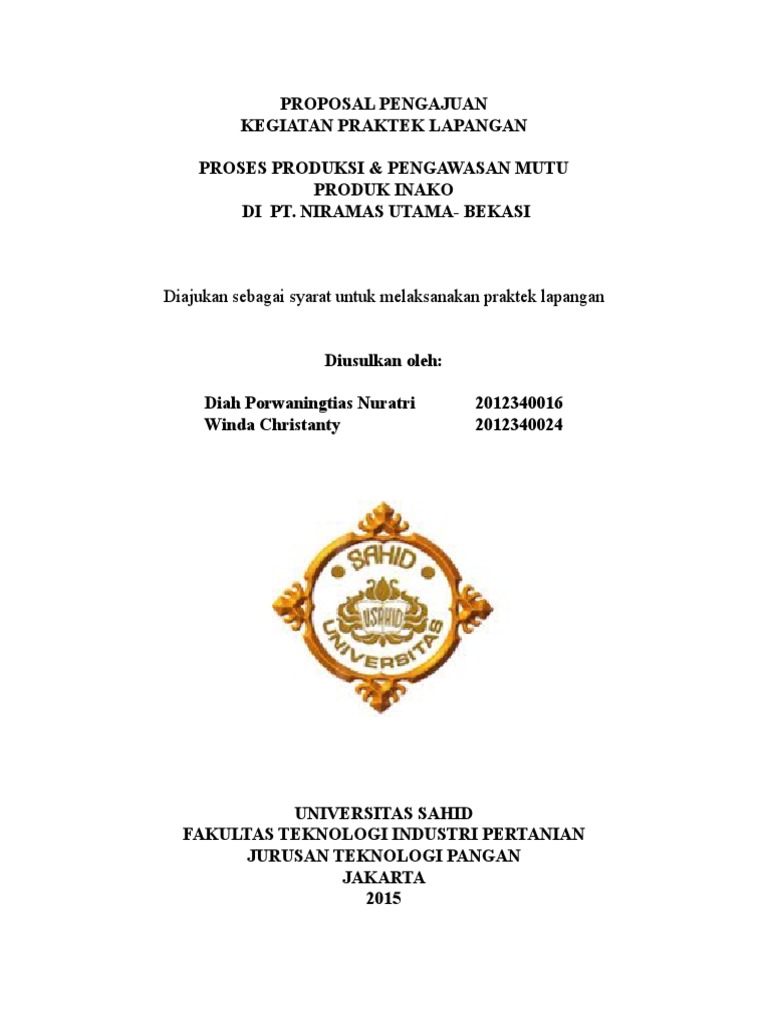 Proposal Pengajuan PT Niramas Utama | PDF | Bisnis