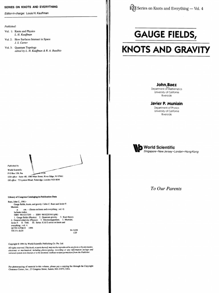 (Series On Knots and Everything 4) John Baez, Javier P Muniain - Gauge ...