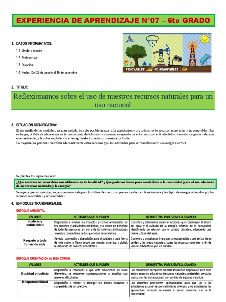 6° Grado - Experiencia de Aprendizaje N°07 | PDF | Decimal | Números