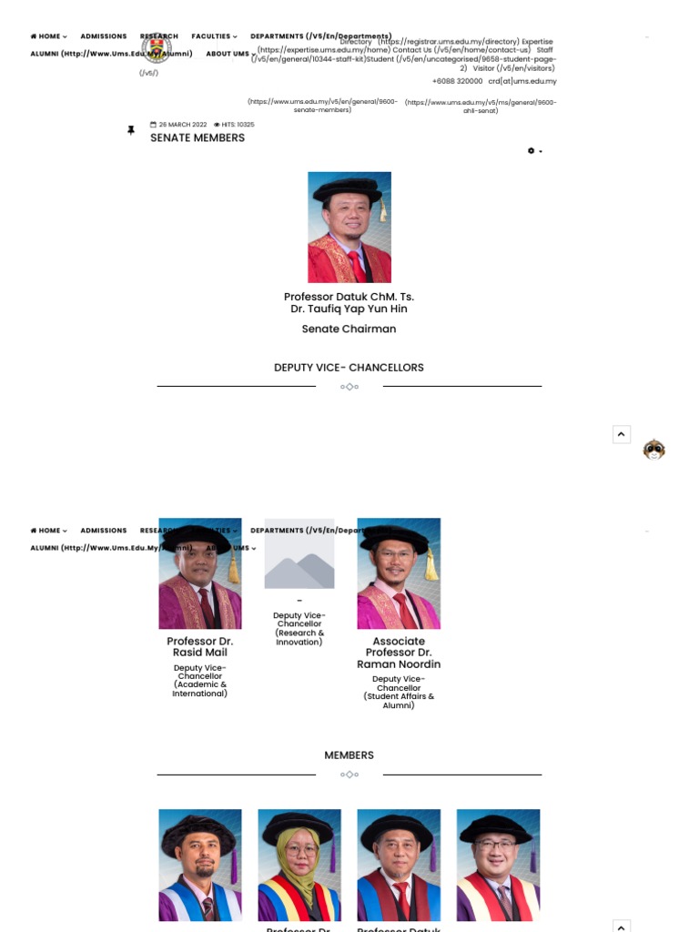 UMS Senate Members Directory | PDF | Academia