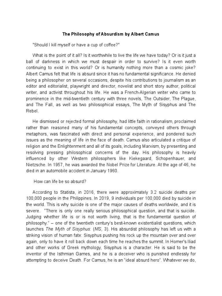 The Philosophy of Absurdism (Essay) | PDF | Albert Camus ...