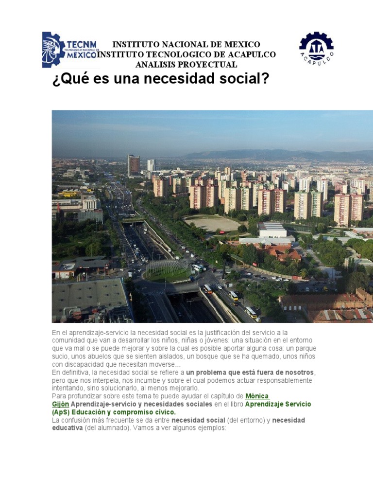 Definición de Necesidad Social | PDF | Estatus social | Division de trabajo