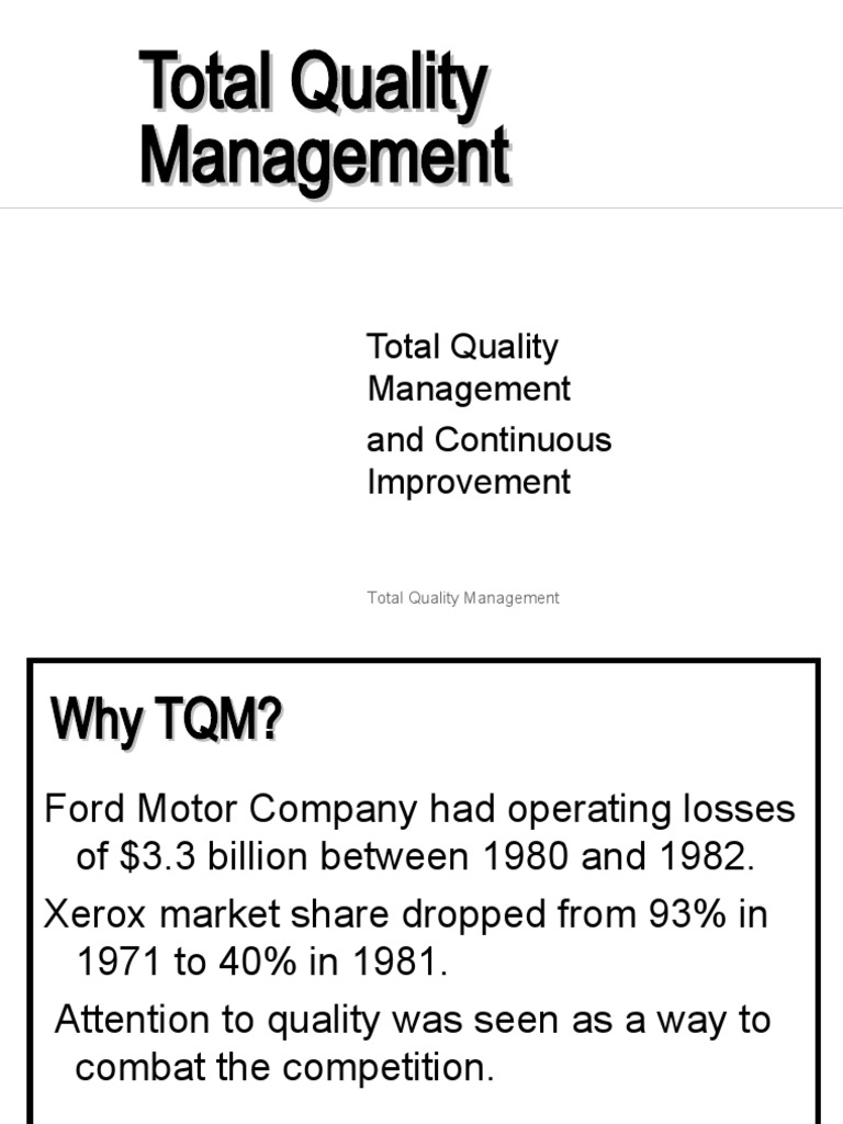 Total Quality Management | PDF | Quality Management | Evaluation