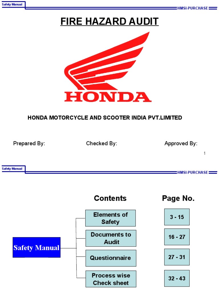 Fire Check Sheet - Updated by HMSI | PDF | Valve | Fires