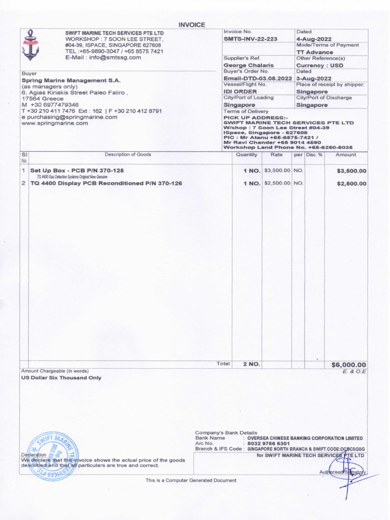 Spring Marine - Invoice | PDF