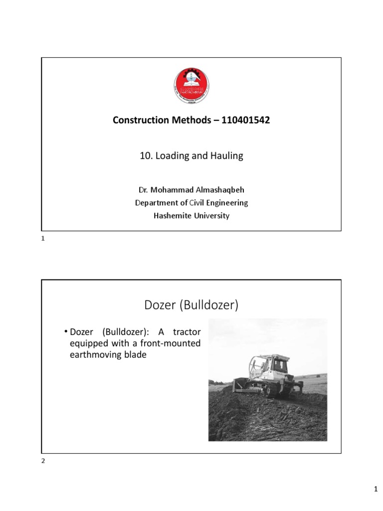 Analysis of Construction Methods for Loading and Hauling Earth ...