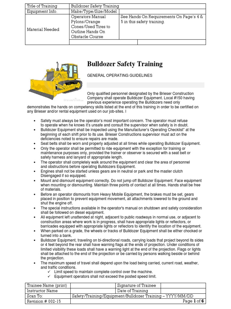 BULLDOZER Bulldozer Safety Training | PDF | Manufactured Goods | Vehicles