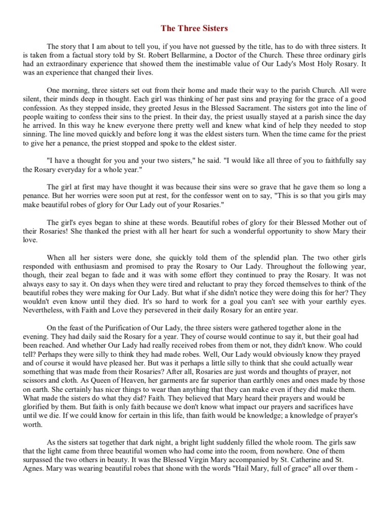 The Three Sisters | PDF | Mary, Mother Of Jesus | Grace In Christianity