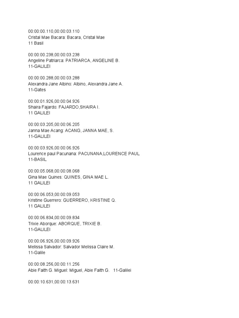 Student List for Grade 11 Classes | PDF