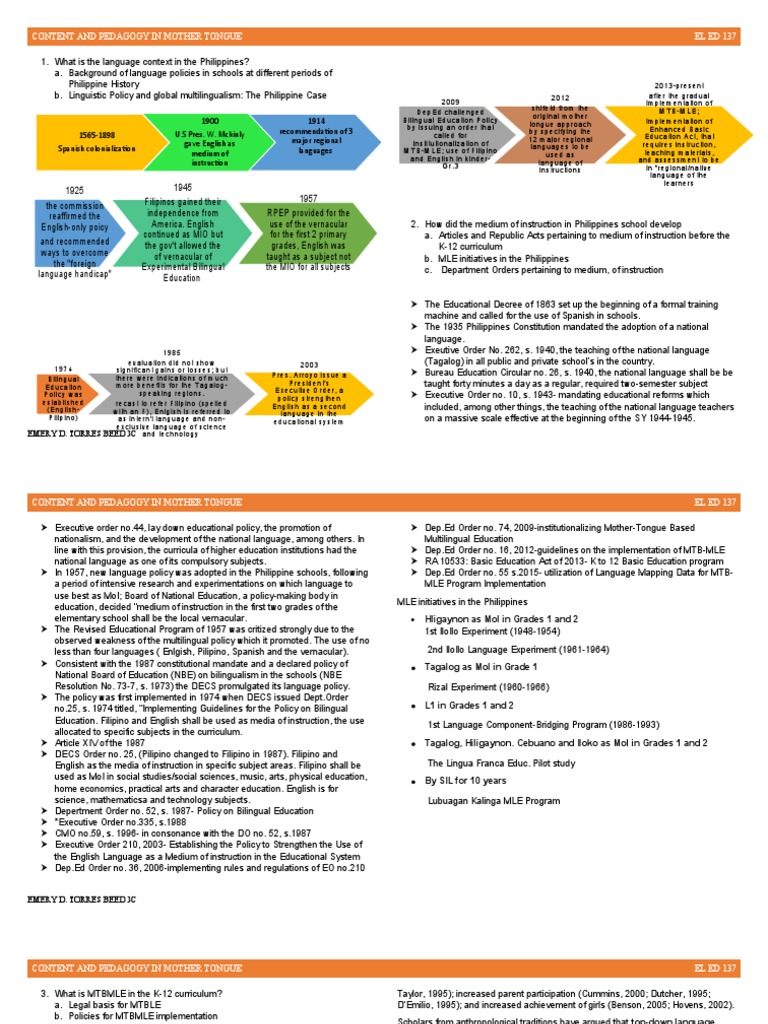 MTB MLE Review | PDF | Policy | Top Down And Bottom Up Design