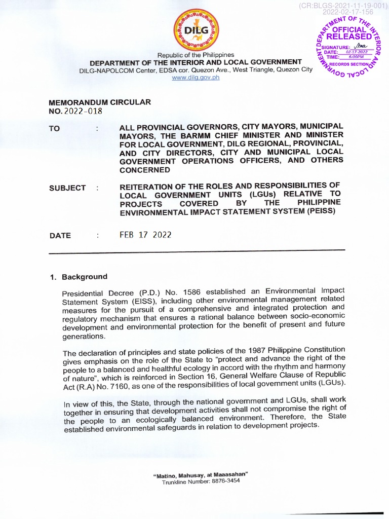 Dilg Memocircular 2022 018 - C991cedfe0 | PDF