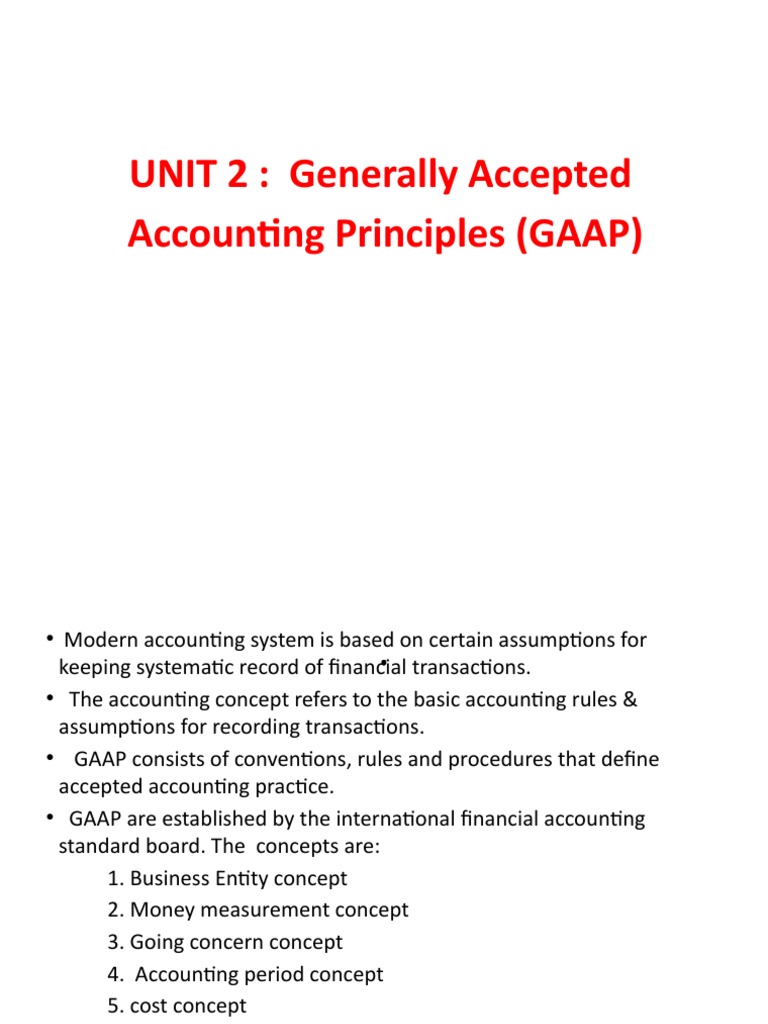 GAAP Principles and Concepts Explained | PDF | Accounting | Revenue