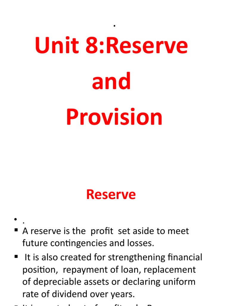 Reserve and Provision | PDF | Bad Debt | Dividend