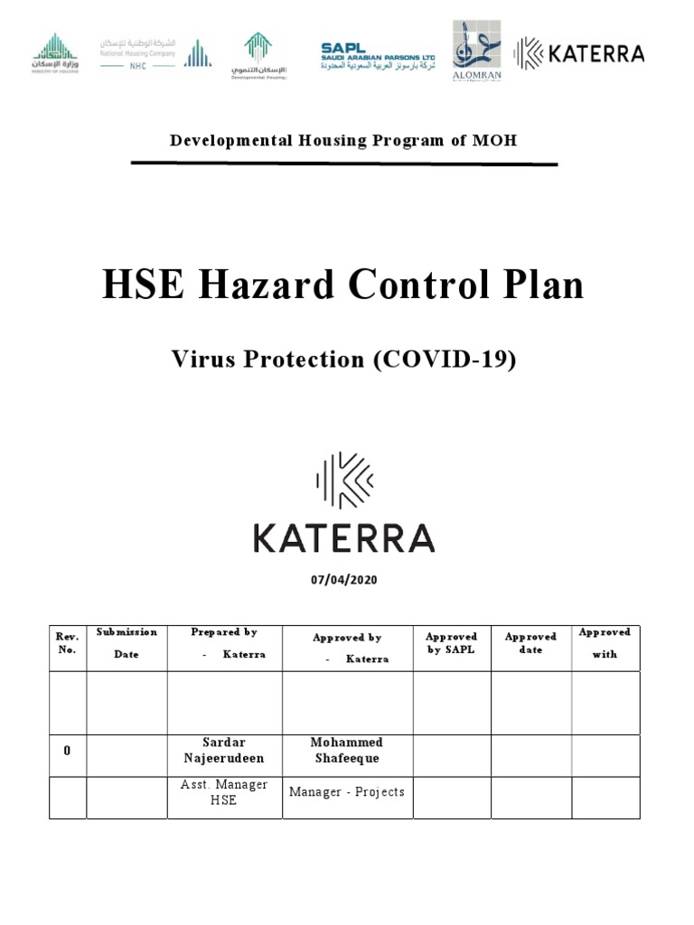 HSE Hazard Control Plan Virus Protection COVID 19 | PDF | Hand Washing ...
