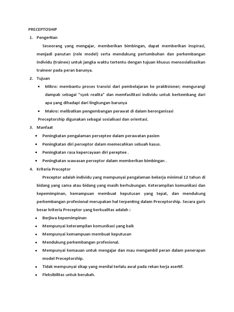 Konsep Preceptorship dan Mentorship | PDF | Karier & Perkembangan
