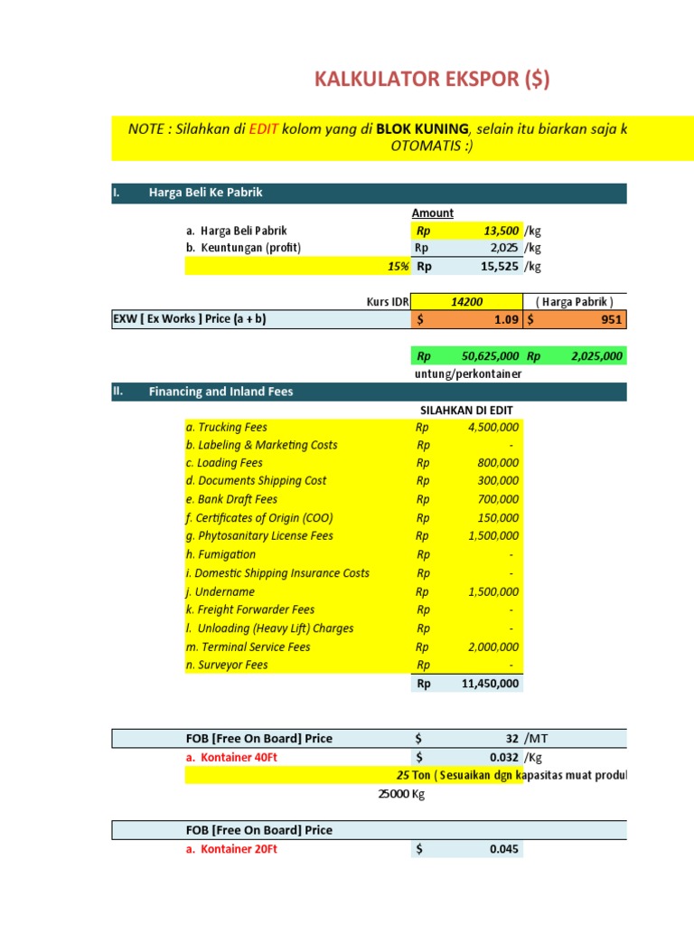 Kalkulator Ekspor | Download Free PDF | Supply Chain Management | Trade