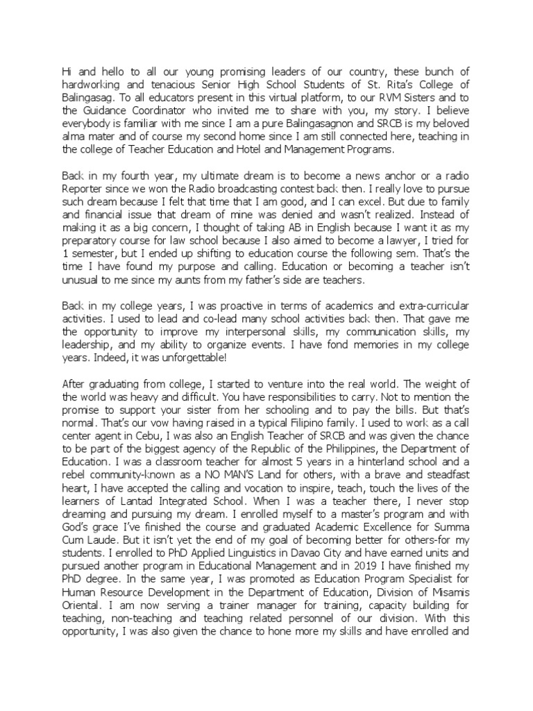 Career Guidance Speech | PDF