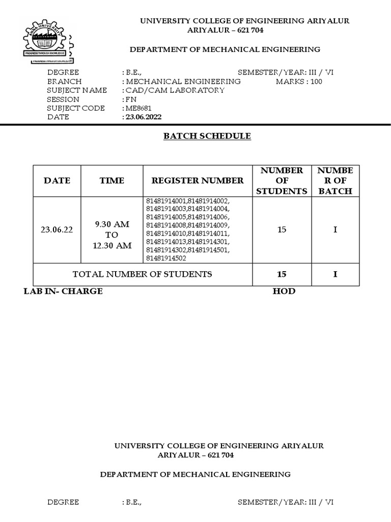 LAB SCHEDULE | PDF | Mechanical Engineering | Engineering